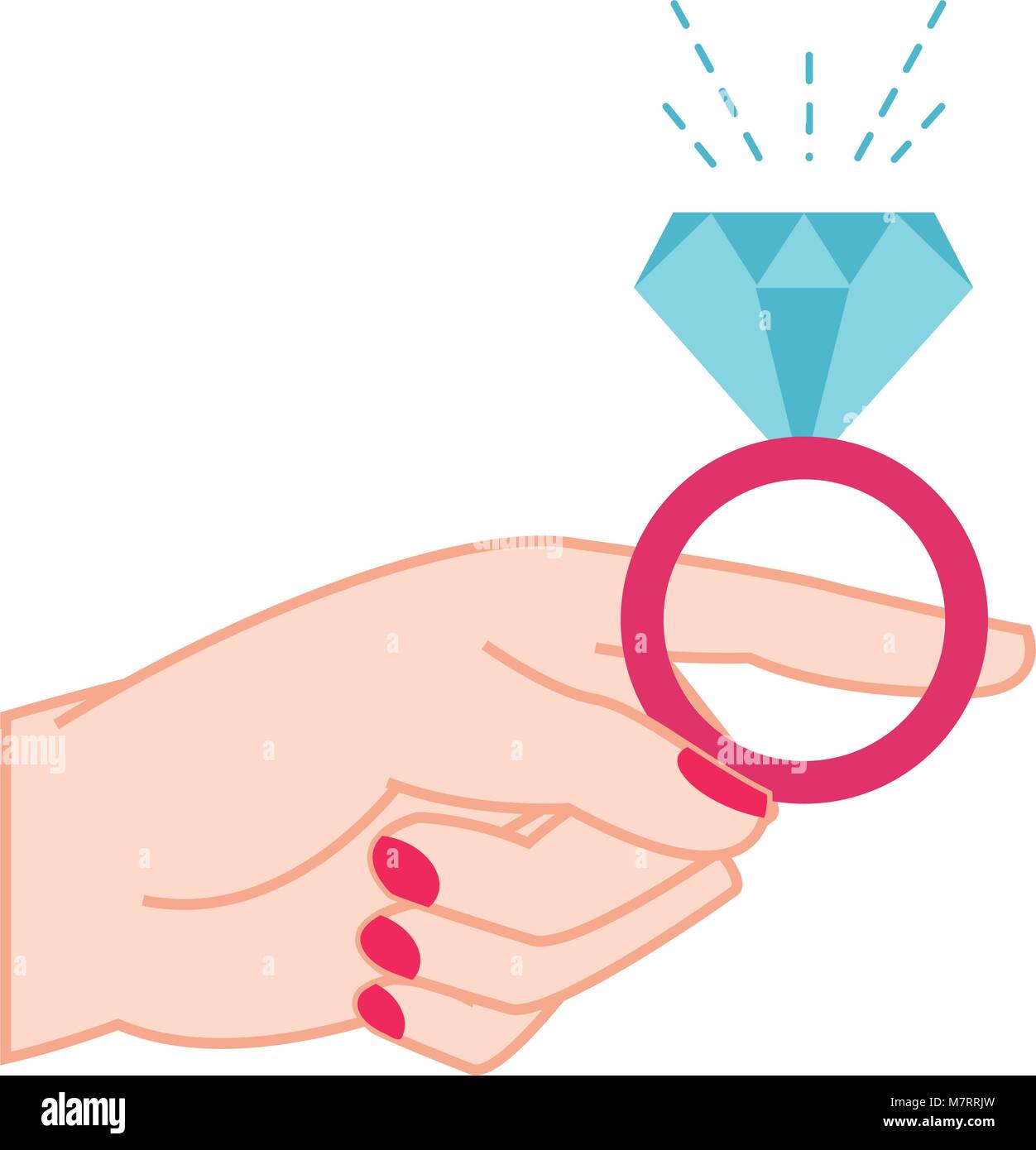 Hand Engagement Ring Vector Illustration High Resolution Stock ...