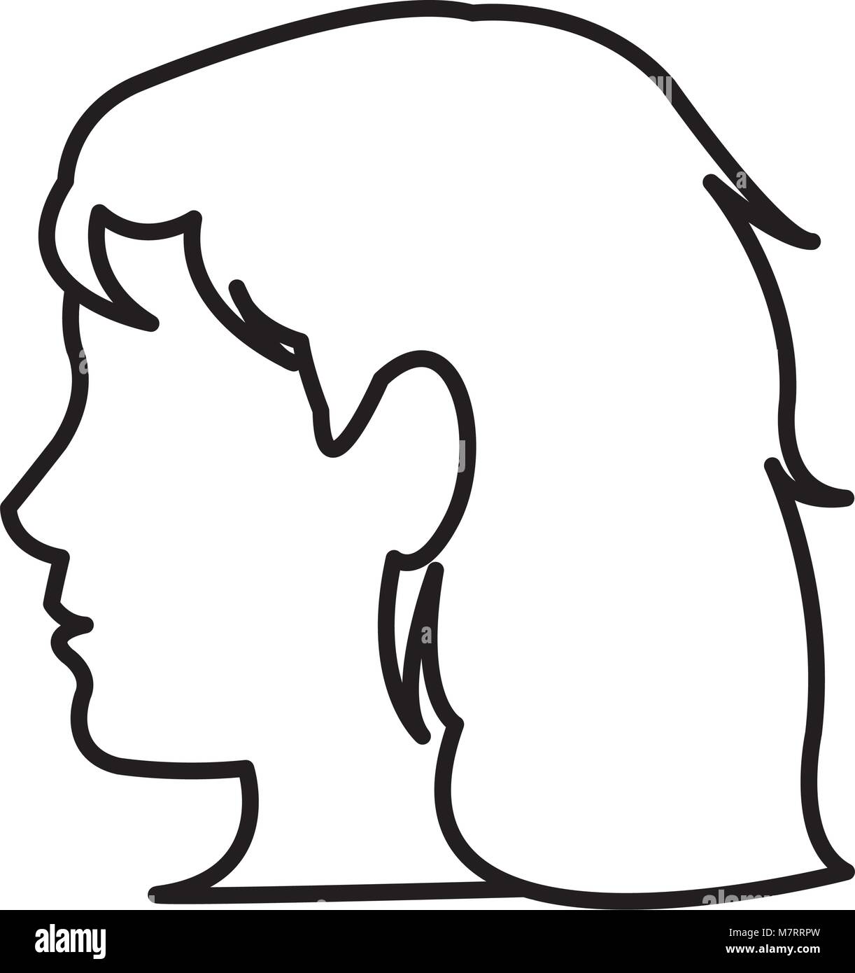 line contour woman head with hairstyle design Stock Vector Image & Art ...