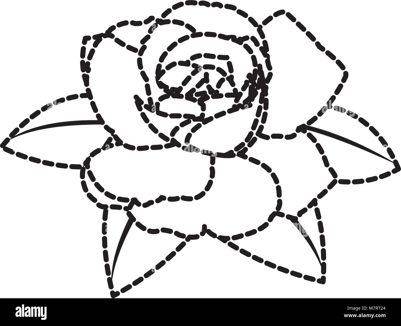 dotted shape nice nature rose with petals design Stock Vector Image ...
