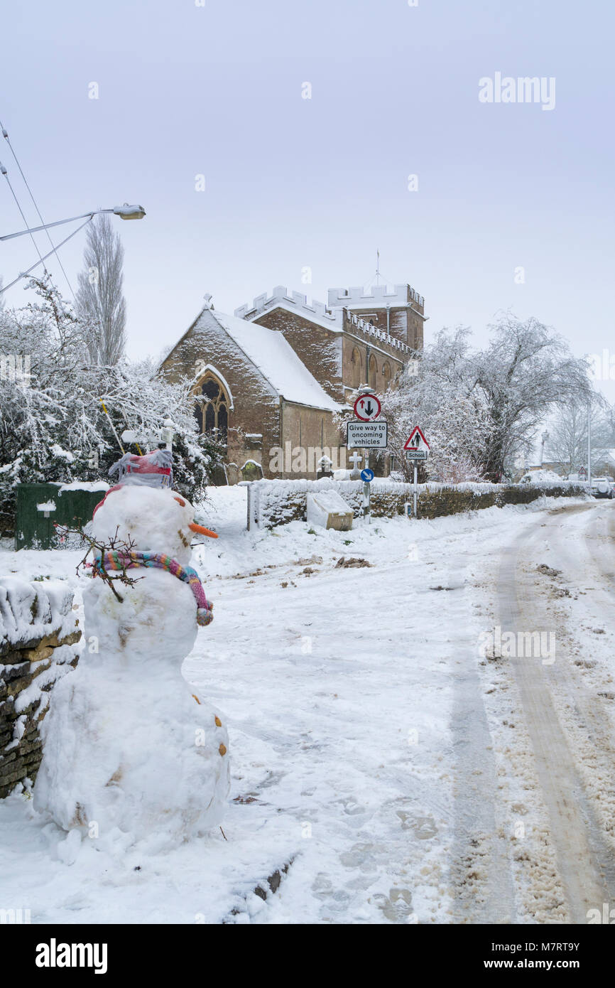 Winter in a Cotswold Village - heavy snow from the "Beast from the East ...