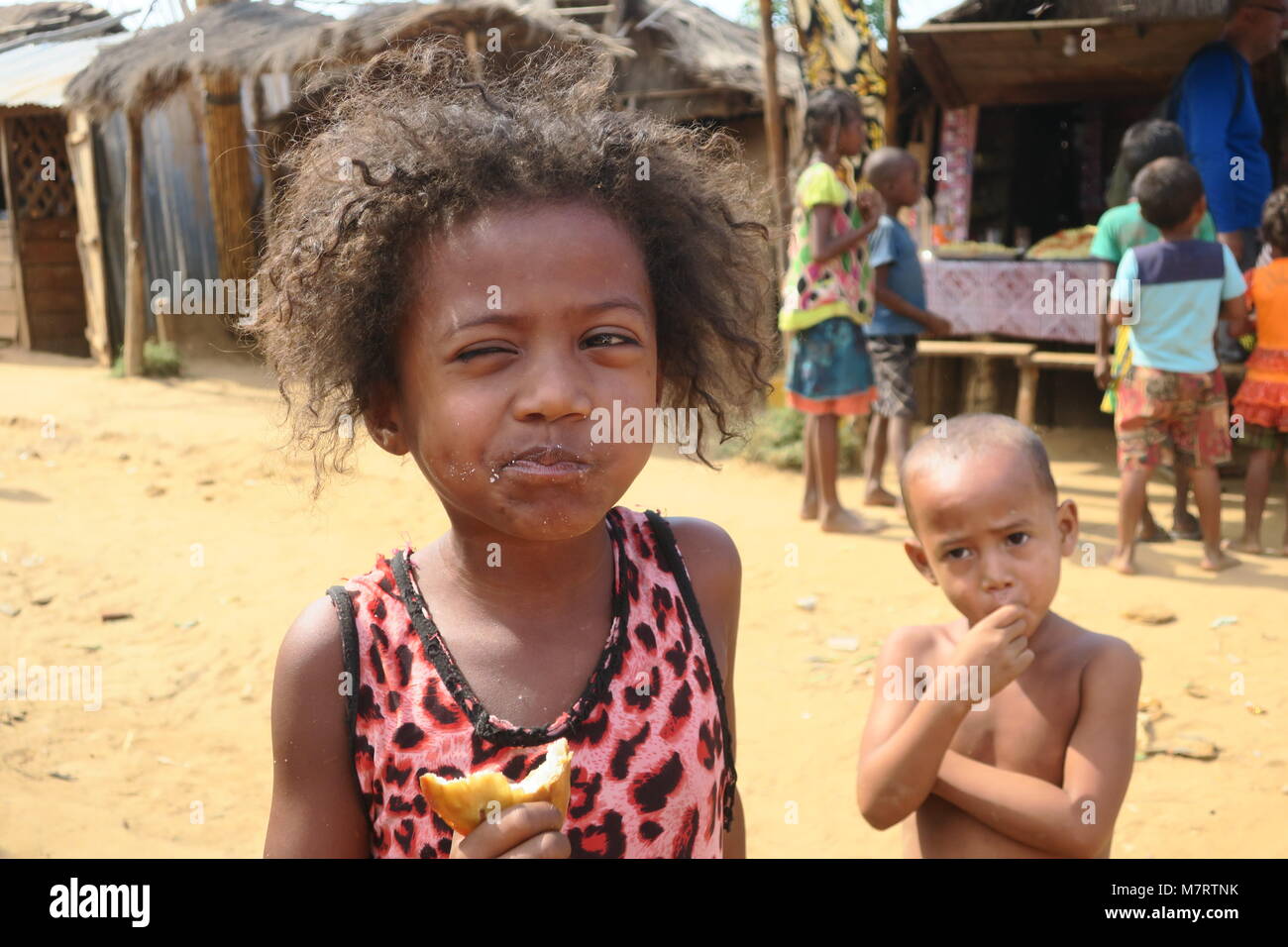 Cute Malagasy kids in poor village on Madagascar island Stock Photo - Alamy