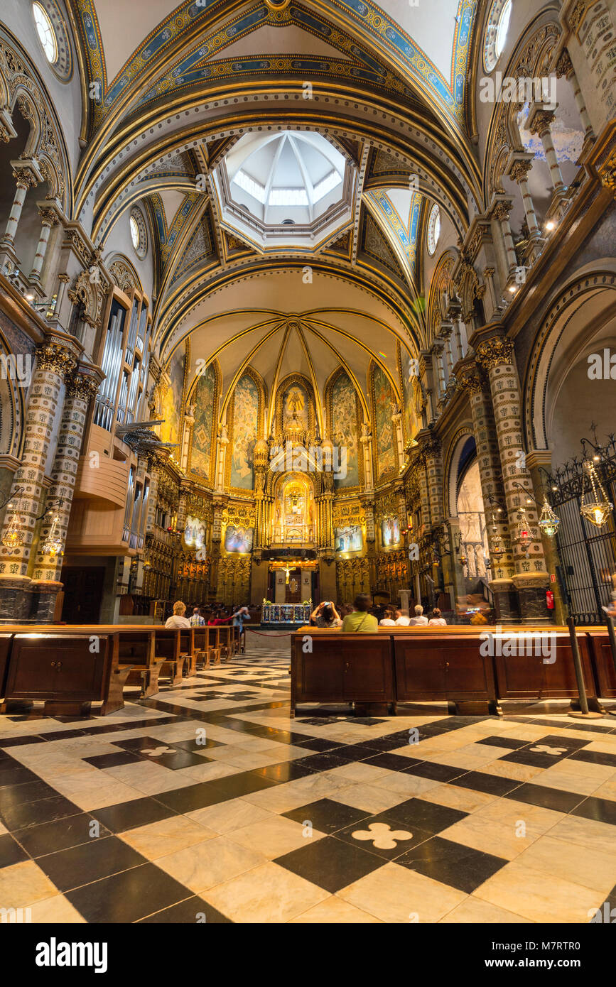 MONTSERRAT, CATALONIA, SPAIN September 2017: Monastery of Santa Maria ...