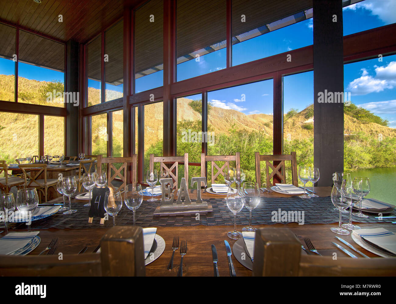 A beautiful event room setup at a golf resort in Florida Stock Photo ...