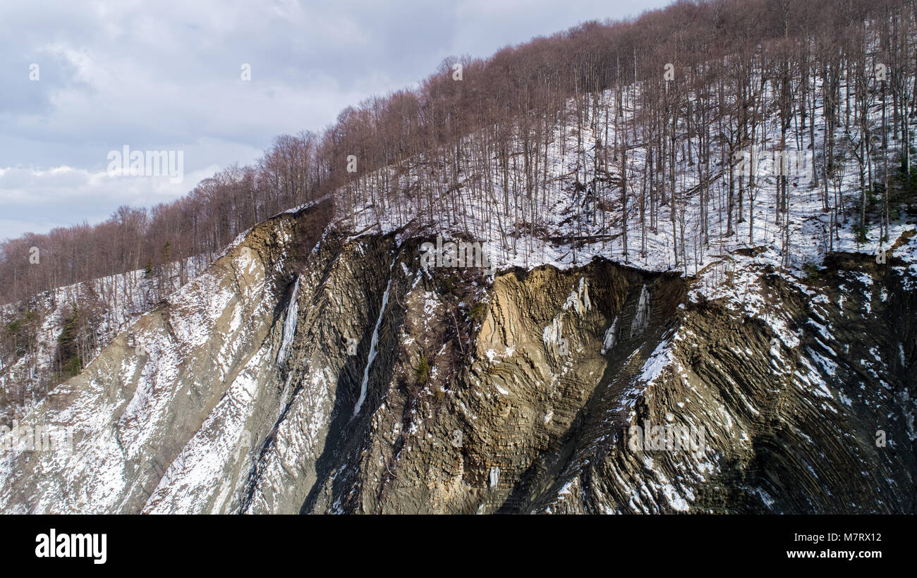 Aerial view of Carpathian mountains in winter, Yaremche, Ukraine Stock ...