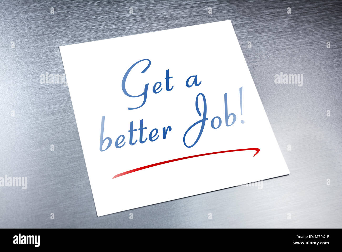 Get A Better Job Reminder On Paper Lying On Brushed Aluminum Stock ...