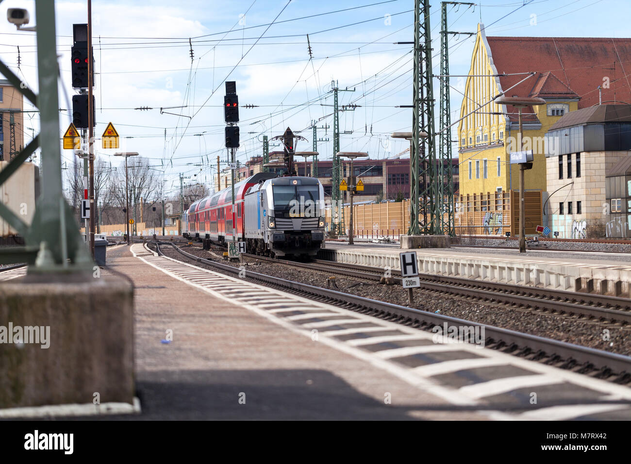 FUERTH / GERMANY - MARCH 11, 2018: RE Regional Express train from ...