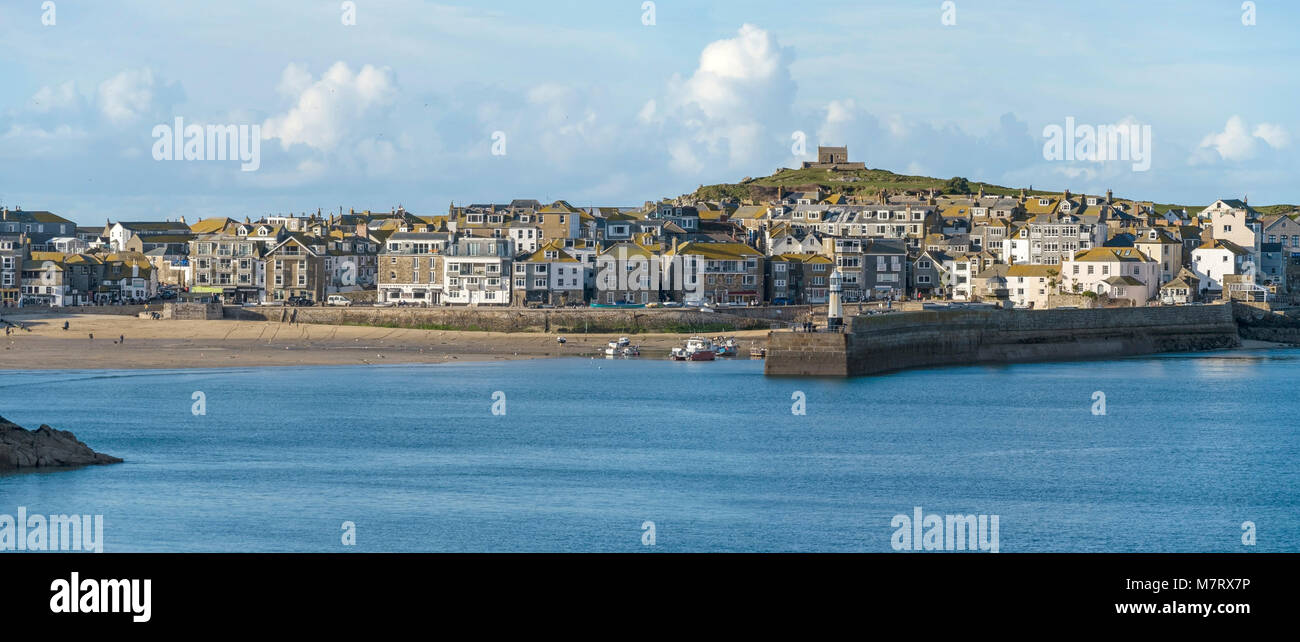 The Cornish seaside town and harbour of St. Ives in Cornwall, England ...