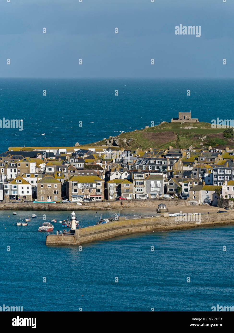 The Cornish seaside town and harbour of St. Ives in Cornwall, England ...