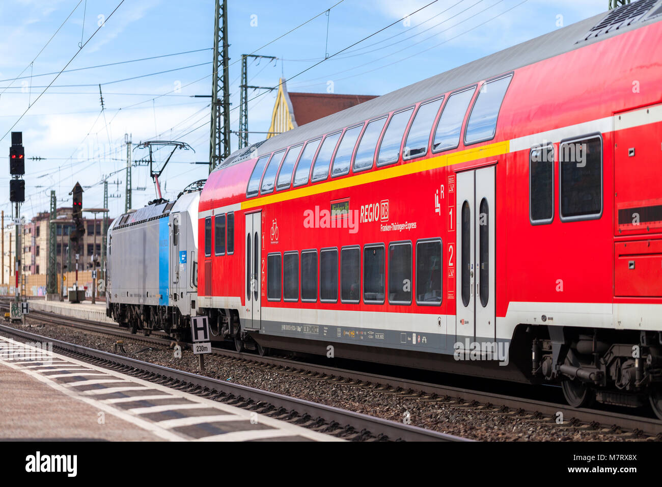 FUERTH / GERMANY - MARCH 11, 2018: RE Regional Express train from ...