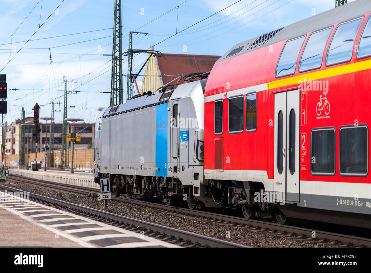 FUERTH / GERMANY - MARCH 11, 2018: RE Regional Express train from ...