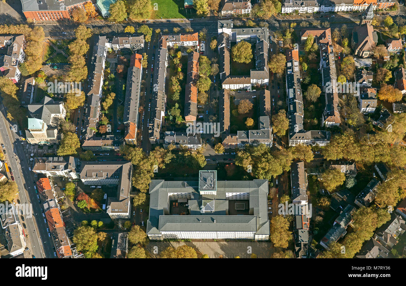 Aerial view, German Pension Insurance for Miners underground lake York ...
