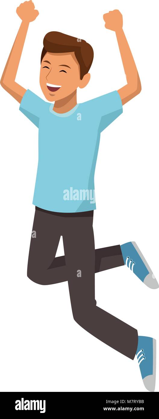 Happy man jumping cartoon vector illustration graphic design Stock ...