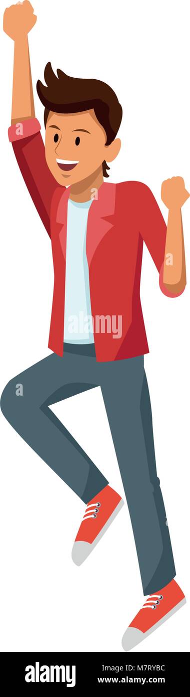 Happy man jumping cartoon vector illustration graphic design Stock ...
