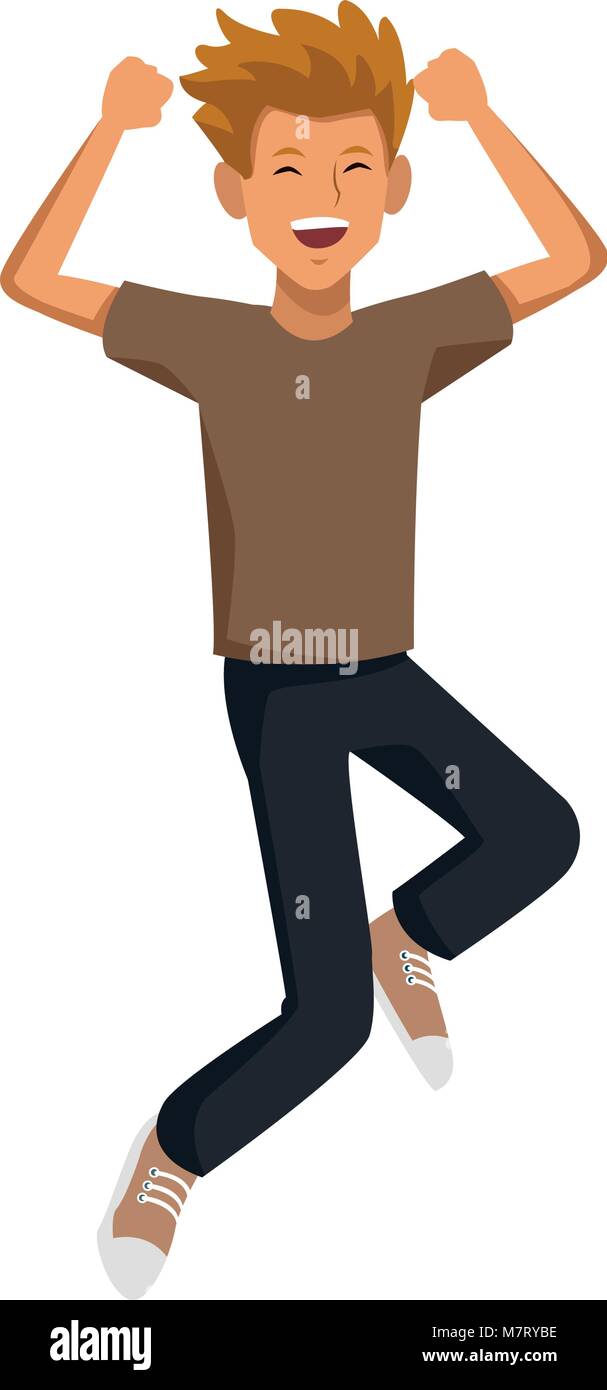 Happy man jumping cartoon vector illustration graphic design Stock ...