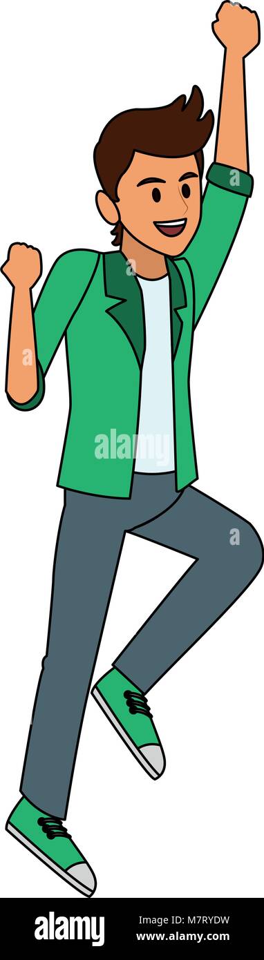 Happy man jumping cartoon vector illustration graphic design Stock ...