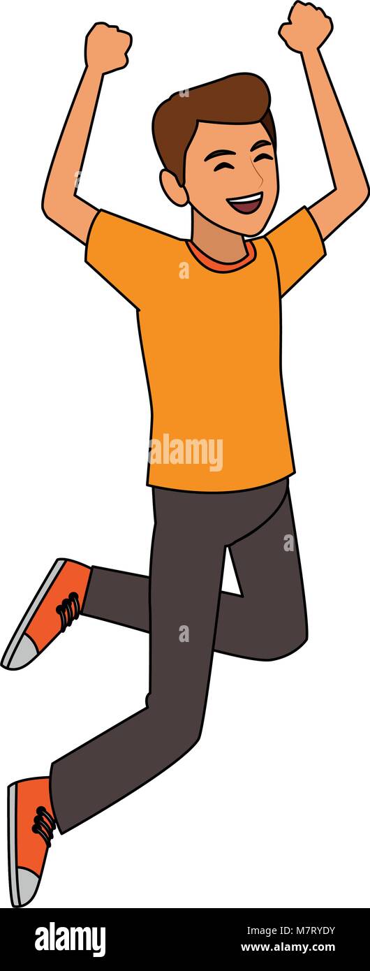 Happy man jumping cartoon vector illustration graphic design Stock ...