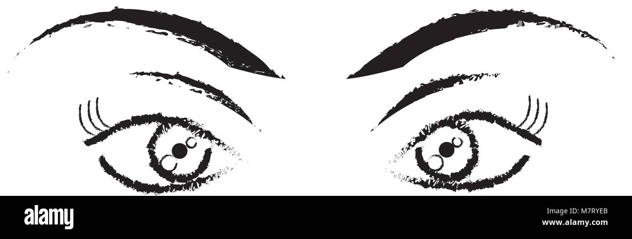 grunge beauty woman eyes with eyebrows and eyelashes Stock Vector Image ...