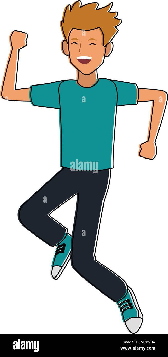 Happy man jumping cartoon Stock Vector Image & Art - Alamy