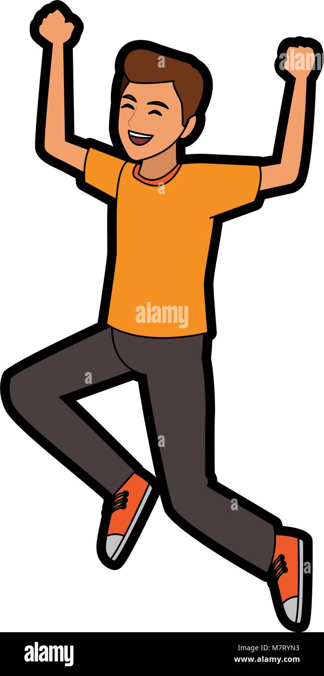 Happy Cartoon Person Jumping