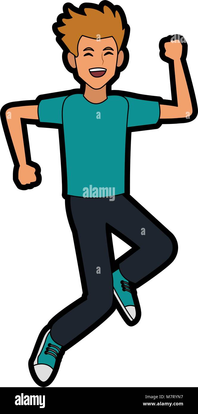 Happy man jumping cartoon Stock Vector Image & Art - Alamy