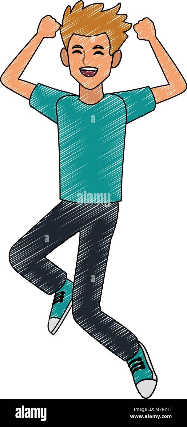 Happy man jumping cartoon Stock Vector Image & Art - Alamy
