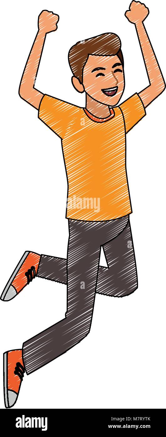 Happy man jumping cartoon Stock Vector Image & Art - Alamy