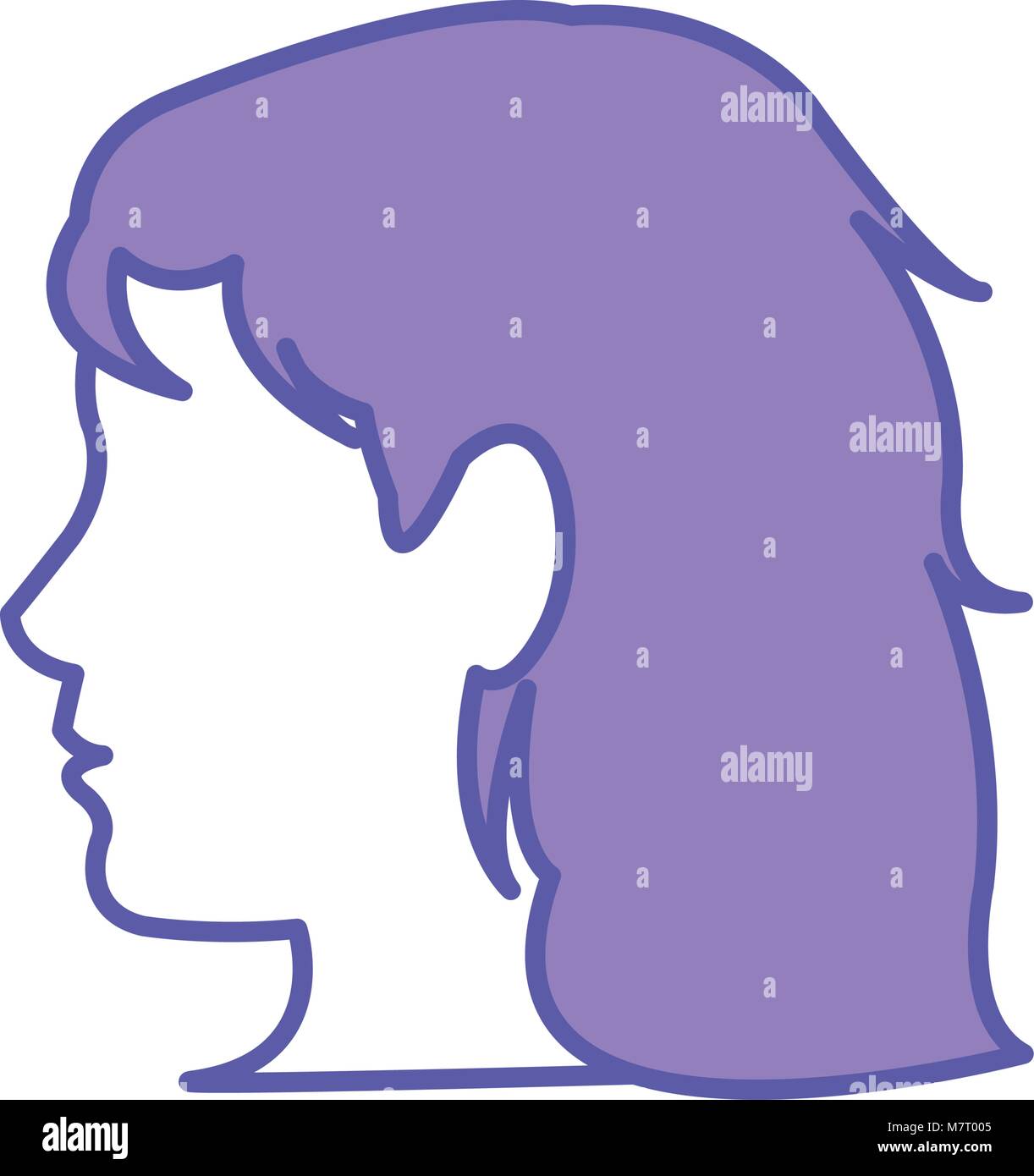 duo color contour woman head with hairstyle design Stock Vector Image ...