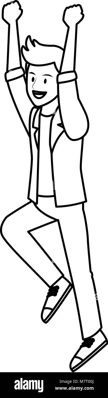 Happy man jumping cartoon Stock Vector Image & Art - Alamy