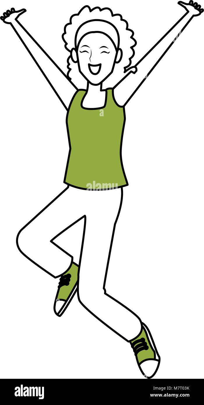 Happy woman jumping cartoon Stock Vector Image & Art - Alamy