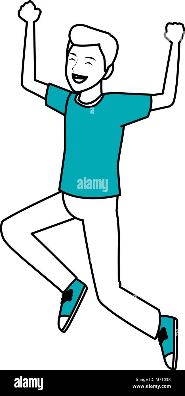 Happy man jumping cartoon Stock Vector Image & Art - Alamy