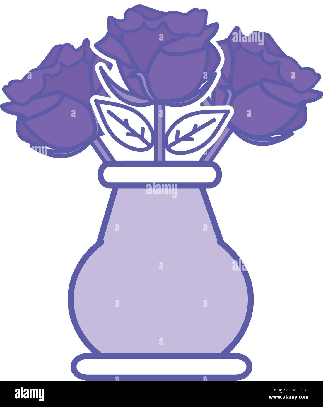 duo color roses petals with leaves inside crystal jar Stock Vector ...