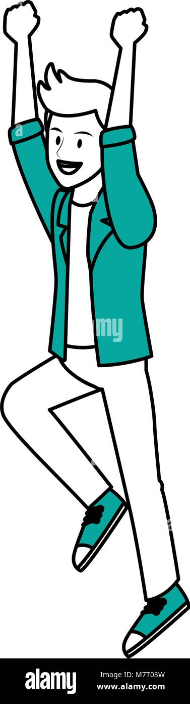 Happy man jumping cartoon Stock Vector Image & Art - Alamy