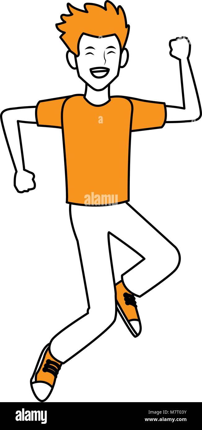 Happy man jumping cartoon Stock Vector Image & Art - Alamy