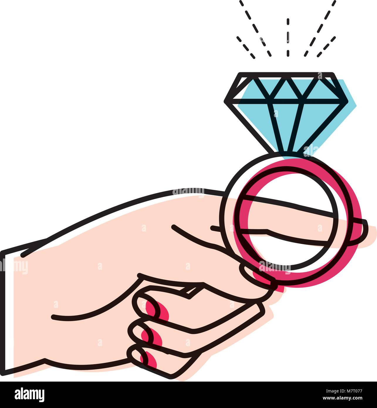 moved color woman hand with engagement ring diamond Stock Vector Image ...