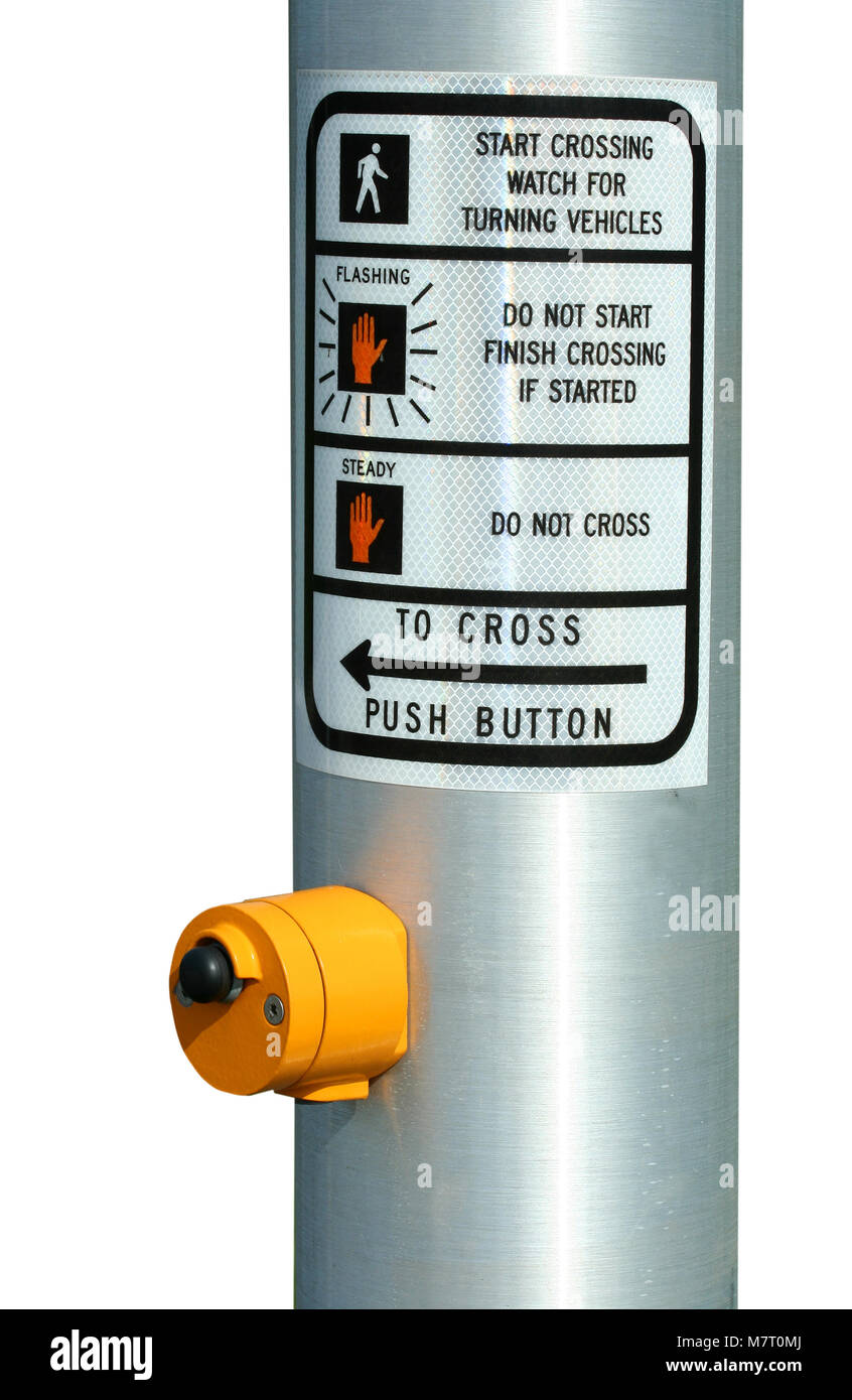 Isolated Cross walk button on white Stock Photo - Alamy