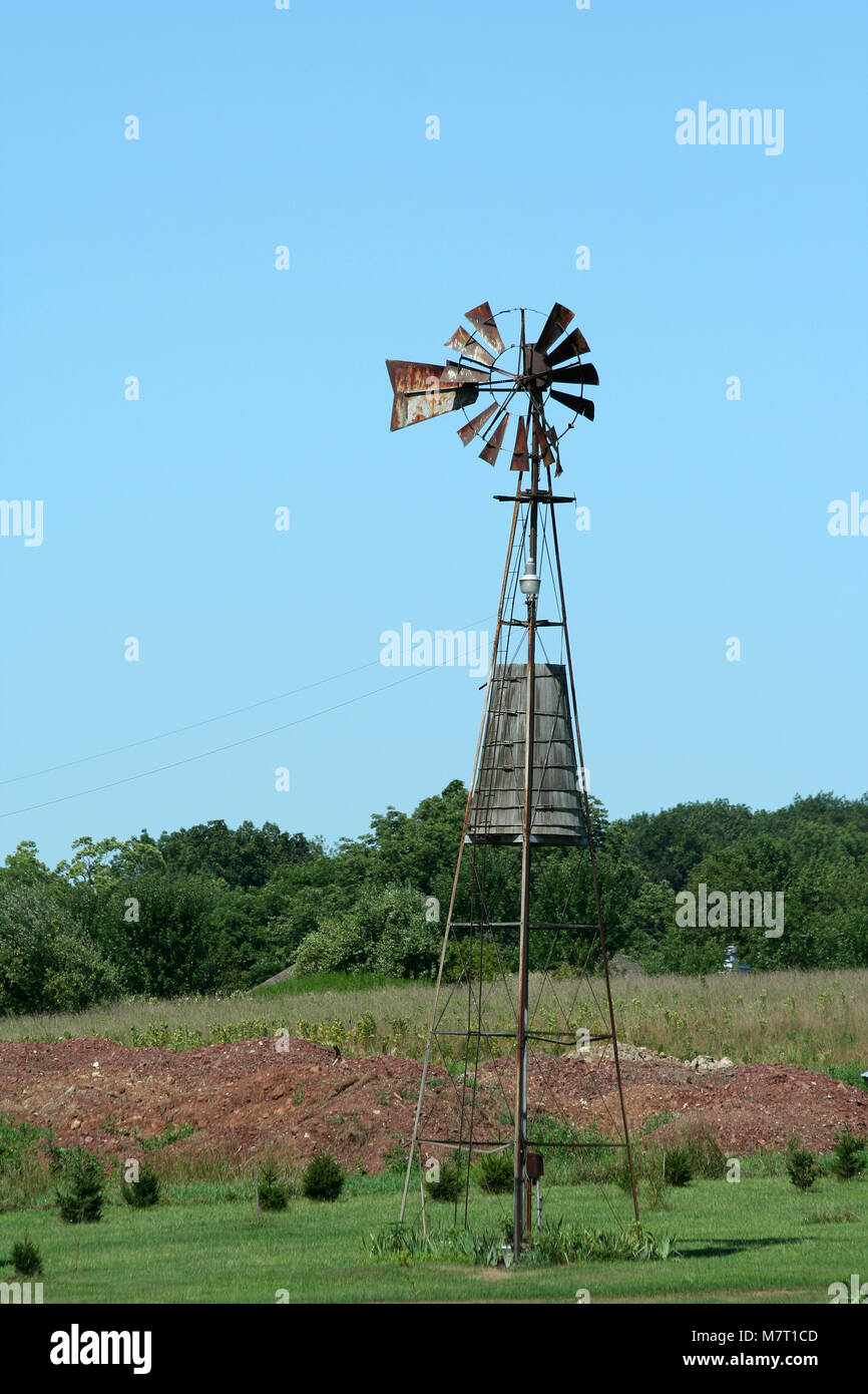 A Old windmill on a farm Stock Photo - Alamy