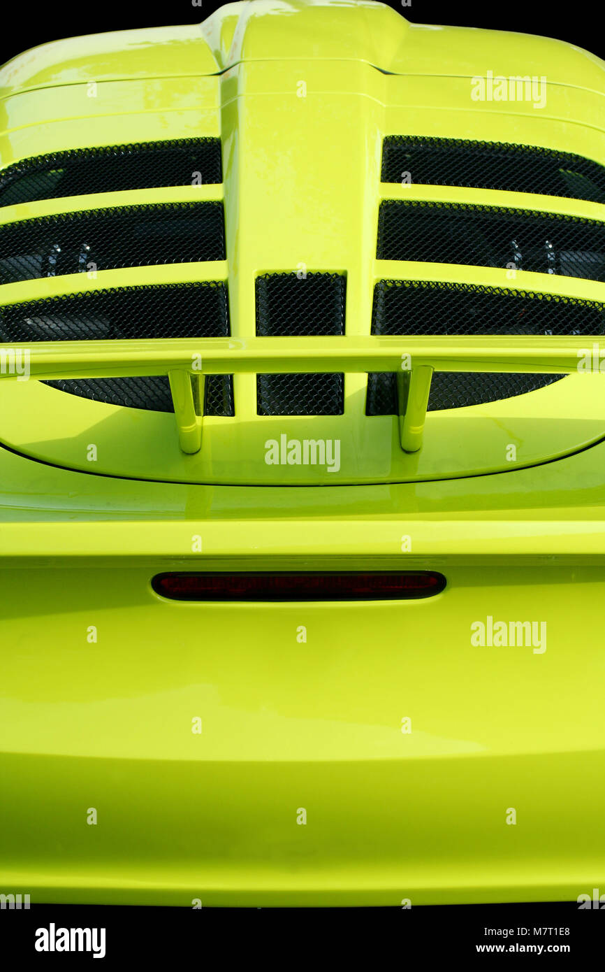 A Yellow sports car rear view Stock Photo - Alamy