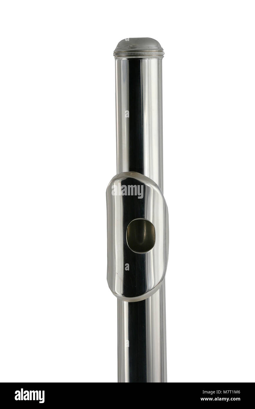 A Isolated metal flute on white Stock Photo - Alamy