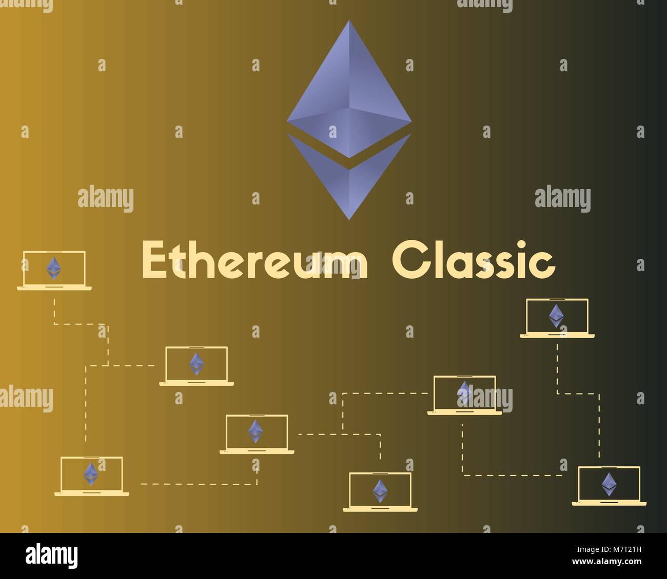 Ethereum Classic blockchain networking background Stock Vector Image ...