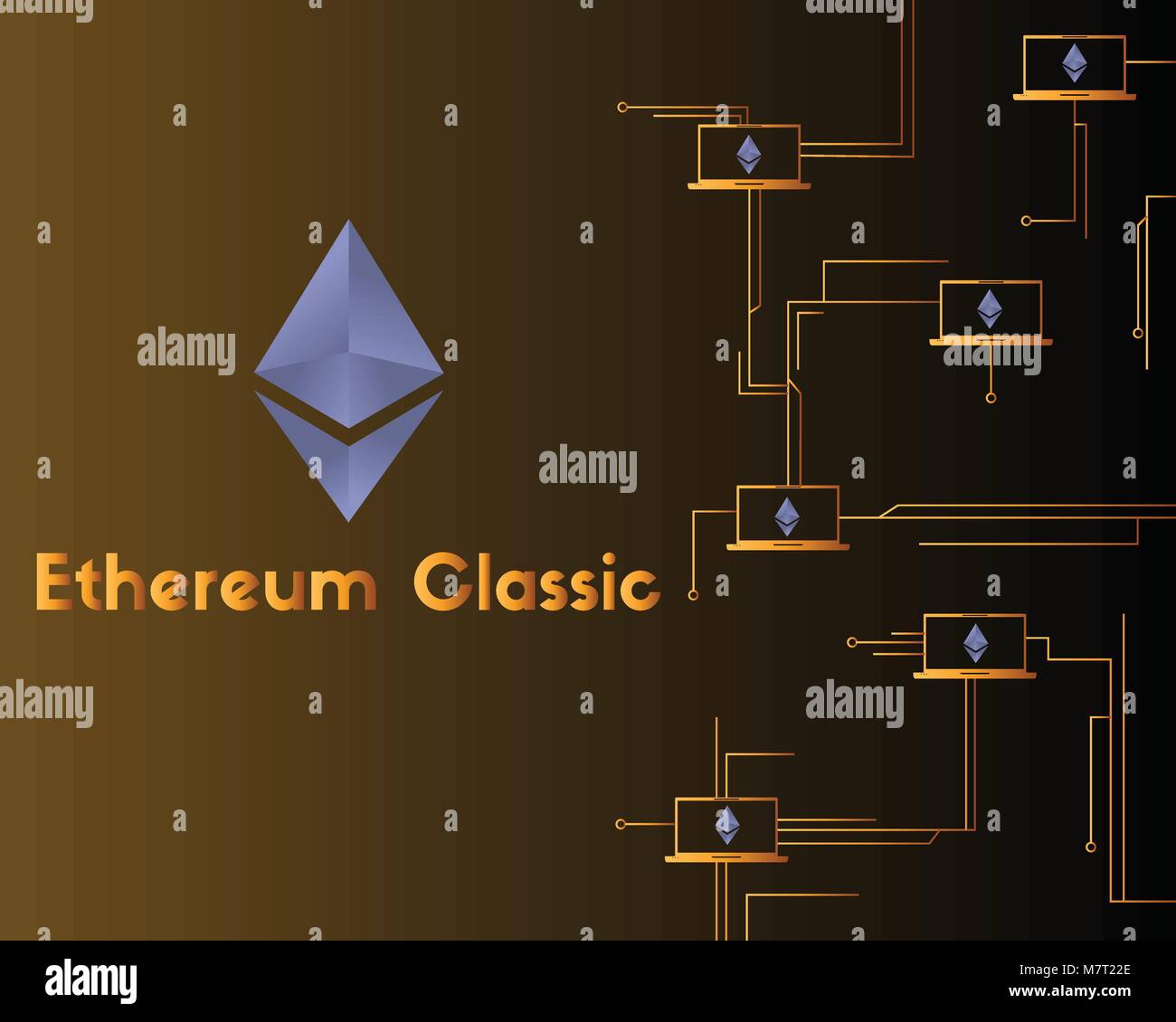 Ethereum Classic cryptocurrency blockchain background Stock Vector ...