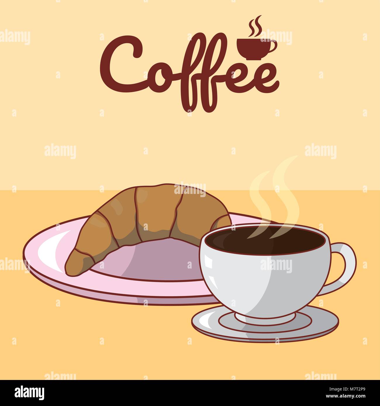 Coffee and croissant Stock Vector Image & Art - Alamy