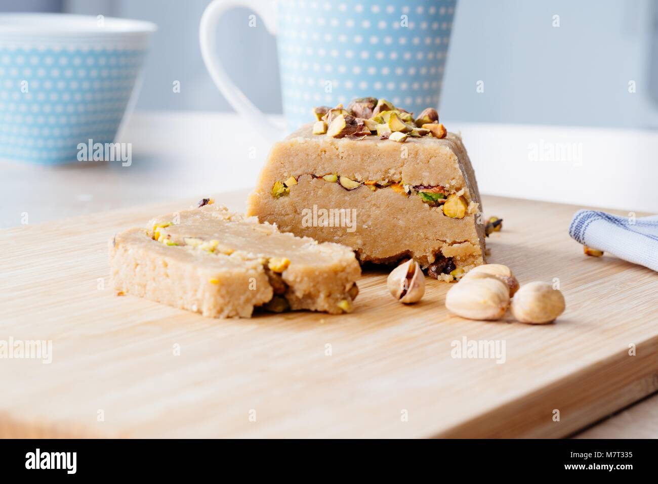 Delicious homemade sesame honey pistachio halva Stock Photo - Alamy
