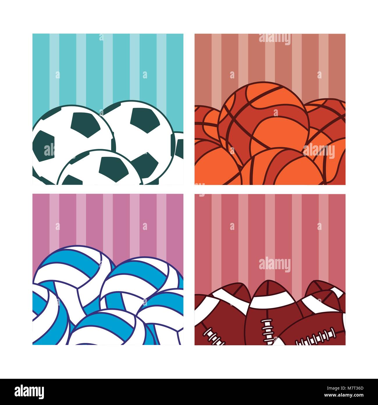 Sport balls on colorful squares Stock Vector Image & Art - Alamy