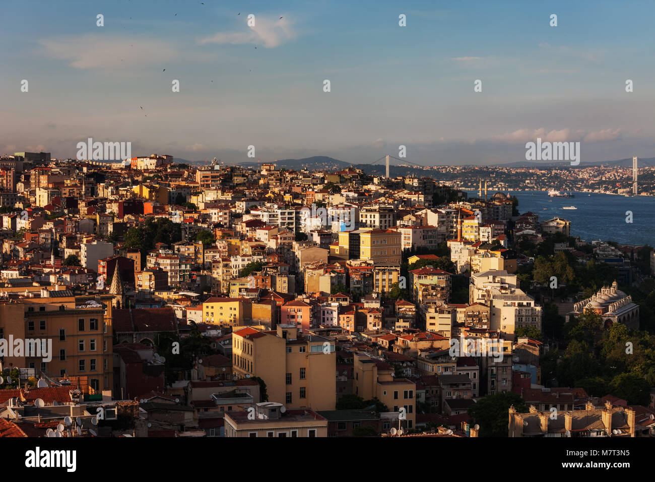 City of Istanbul at sunset in Turkey, Beyoglu district cityscape Stock ...