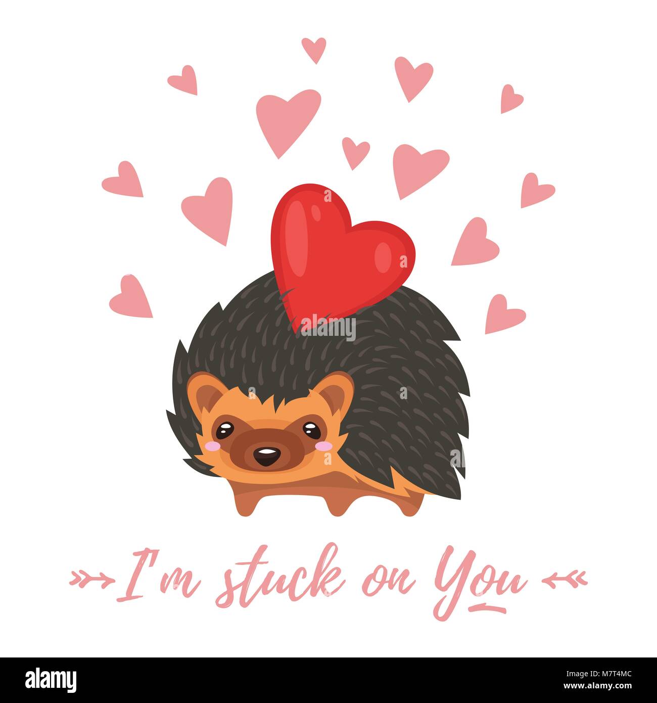 Vector cartoon style illustration of Valentine's day romantic gift card ...