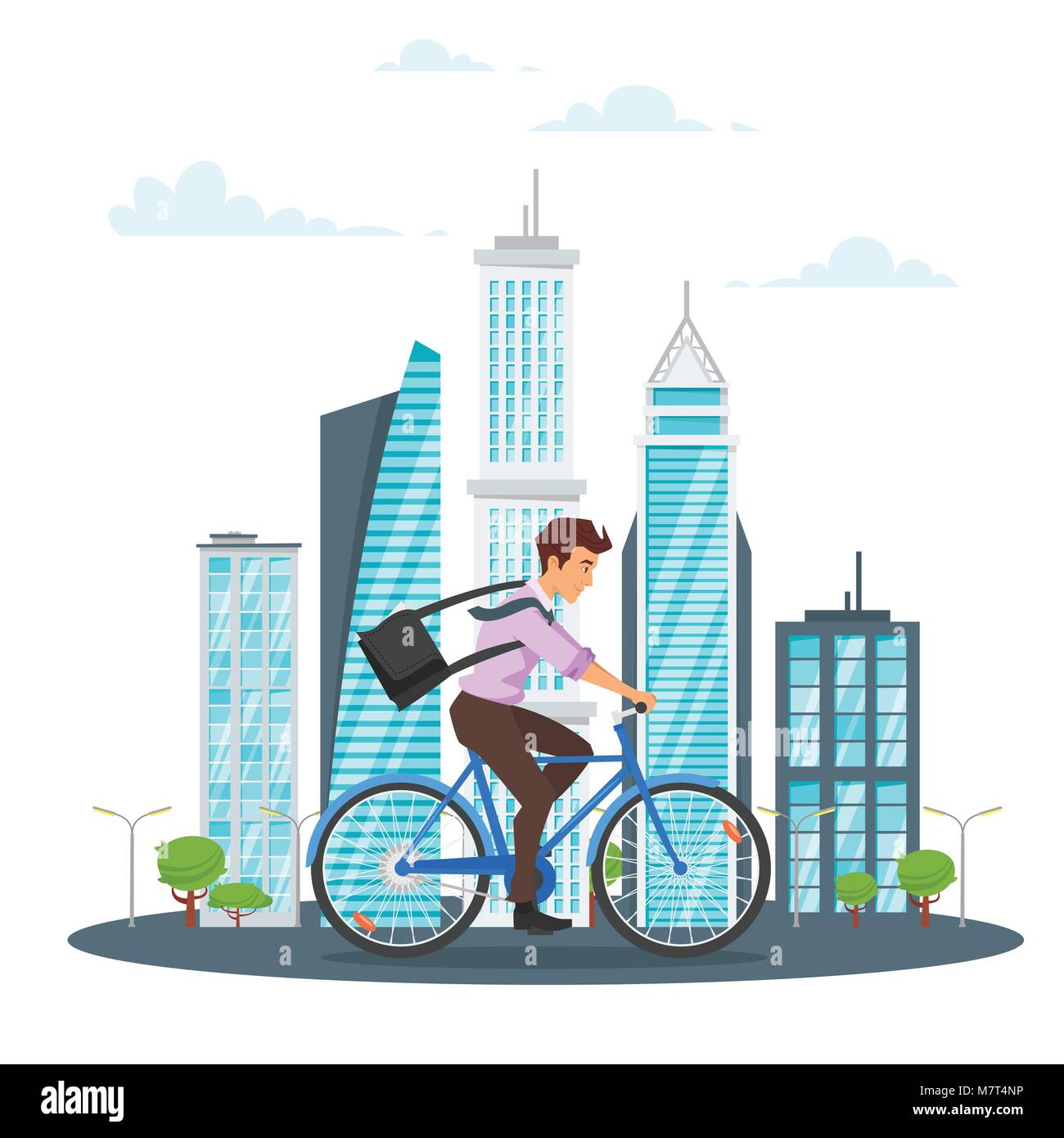 Vector cartoon style illustration of city landscape. Urban skyline ...