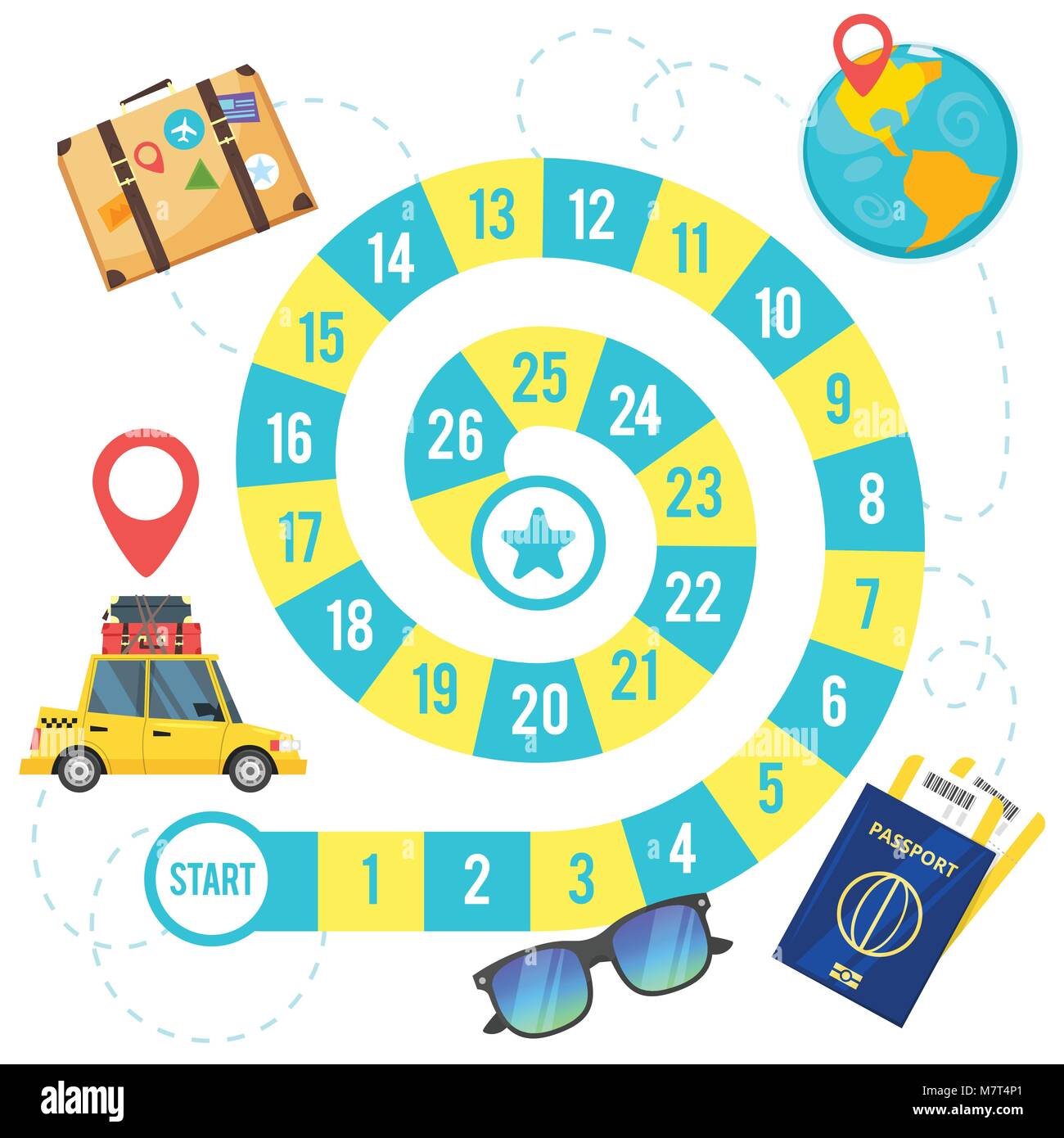 Vector cartoon style illustration of kids travel and tourism board game ...