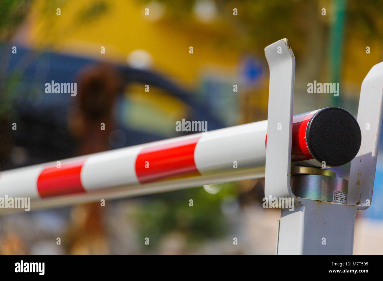 Red and White Traffic Barrier Closed to Vehicles Stock Photo - Alamy