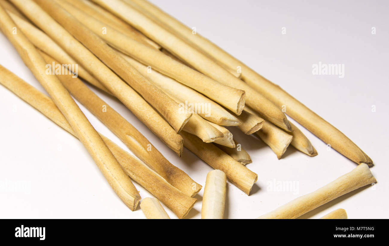 Bread sticks on white background, healthy snack Stock Photo - Alamy