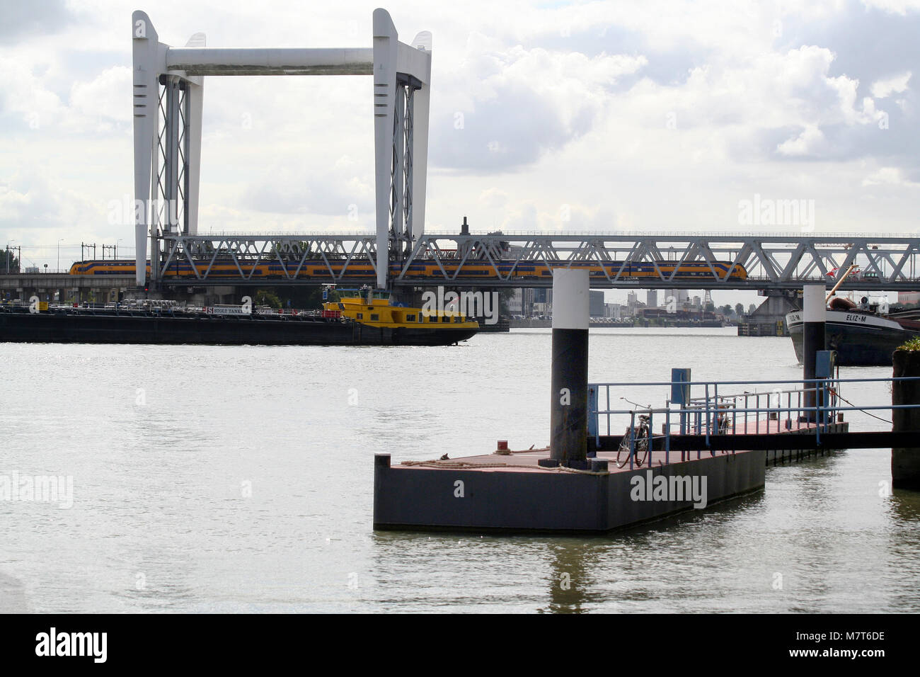 Netherlands,South Holland,Dordrecht , june 2016:Vertical lift bridge ...